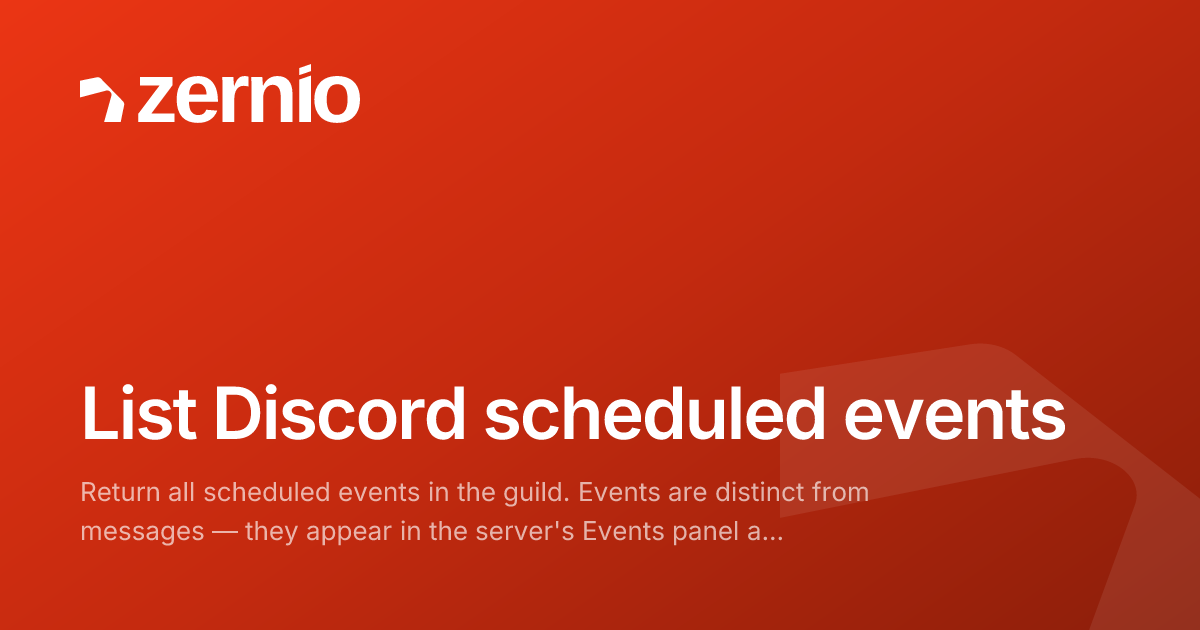 List Discord scheduled events - Zernio API