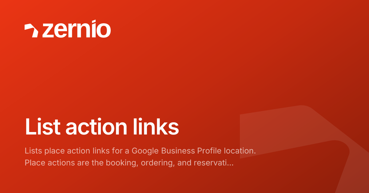 List action links - API Reference